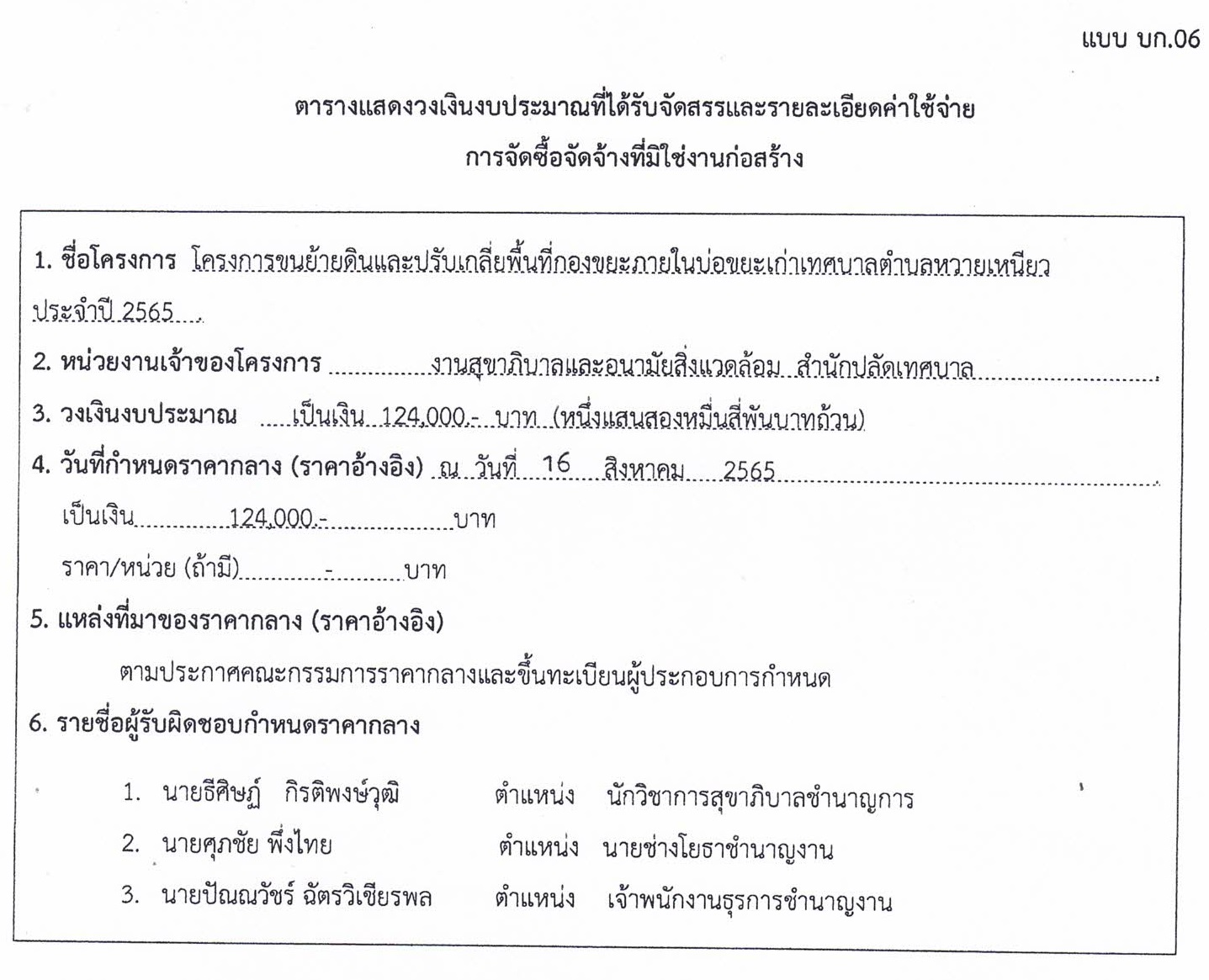 ตารางแสดงวงเงินงบประมาณที่ได้รับจัดสรรและรายละเอียดค่าใช้จ่ายการจัดซื้อ
